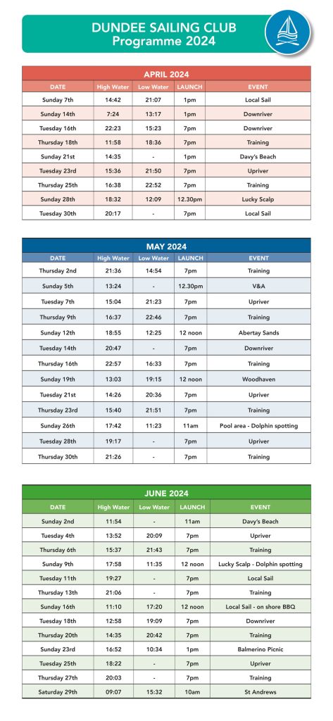 2024 Sailing Programme - Dundee Sailing and Rowing Club